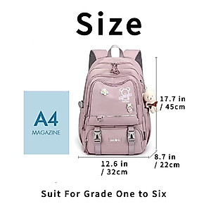 AONUOWE Kawaii Backpack for Girls and Boys Aesthetic Back to School Lovely Accessories Cute Bag in 5 Colors (Purple)