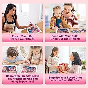 VINDIJA 5D Diamond Painting Kits for Kids Adults with Wooden Frame,Grinch DIY Full Drill Diamond Gem Art for Kids, Art and Crafts for Kids Ages 6-8-10-19 Girls Boys for Birthday