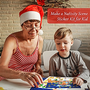 Yexiya 60 Sheets Christmas Nativity Stickers Make a Nativity Scene Sticker Kit Christmas Crafts for Religious Party DIY Nativity Stickers Nativity Scene Party Game for Xmas Supplies(Cute)