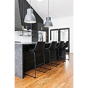 Signature Design by Ashley Centiar Urban Industrial 28.75" Pub Height Bucket Seat Barstool, 2 Count, Black