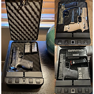 Biometric Gun Safe for Pistol, Quick Access Fingerprint Handgun Safe Firearm Lock Box,Gun Case for Home/Car/Travel - Upgraded Biometric/Keypad/Key Access,Silent Mode (Fingerprint Version)