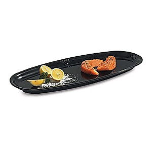 G.E.T. OP-2410-BK Black 24" x 10.25", Oval Platter, Break Resistant Dishwasher Safe Melamine Plastic, Black