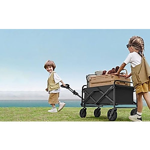 ERNZI Camp Wagon, Collapsible Wagon, Grocery cart, Heavy Duty Wagon, Beach Wagon Cart with 350lbs Weight Capacity, Lounge Wagon for Camping Sports Outdoor, Outdoor Utility Vehicle