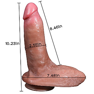 10.23 Inch Huge Realistic Dildo with Lifelike Glans Ball Liquid Silicone Anal Dildo with Strong Suction Cup Adult Sensory Sex Toys for Female Male Masturbation Romi