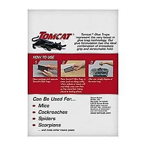 Tomcat Mouse Trap with Immediate Grip Glue for Mice, Cockroaches, Spiders, and Scorpions, Ready-To-Use, 4 Traps