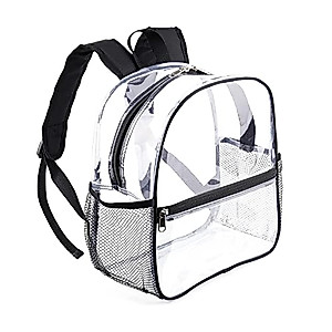 Fomaris Mini Clear Backpack 12x12x6 Stadium Approved Clear Backpacks Small Plastic Transparent Backpack for Sports Event Concert (Black)