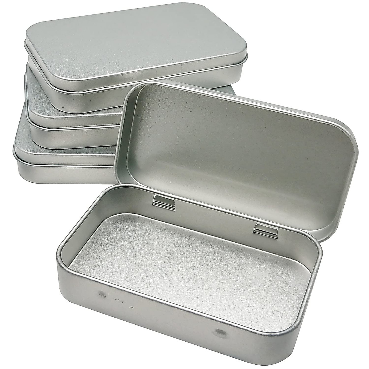 Axe Sickle 8 Pack Tin Box Containers 3.7 x 2.4 x 0.8 Inch Metal Tins Storage Box with Hinge Lids, for Home Storage, Outdoor Active Storage Containers, Home Organizer Small Tins, Silver