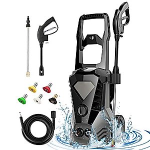 Hopekings Electric Pressure Washer High Pressure Cleaner Power Washer Machine with Power Hose Gun, 5 Nozzles for Cleaning Cars, Home, Driveway, Patio, Garden, Yard