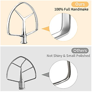 Gdrtwwh Stainless Steel Flat Beater Attachment for KitchenAid 7 Quart Bowl Lift Stand Mixer,Replacement Parts Bread Hook, Dishwasher Safe(Replace KA7QCFB)