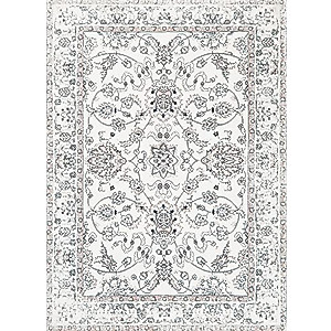 Area Rug Living Room Rugs - 5x7 Machine Washable Soft Farmhouse Boho Moroccan Floral Thin Rug Indoor Floor Carpet for Bedroom Under Dining Table Home Office Decor - Brown