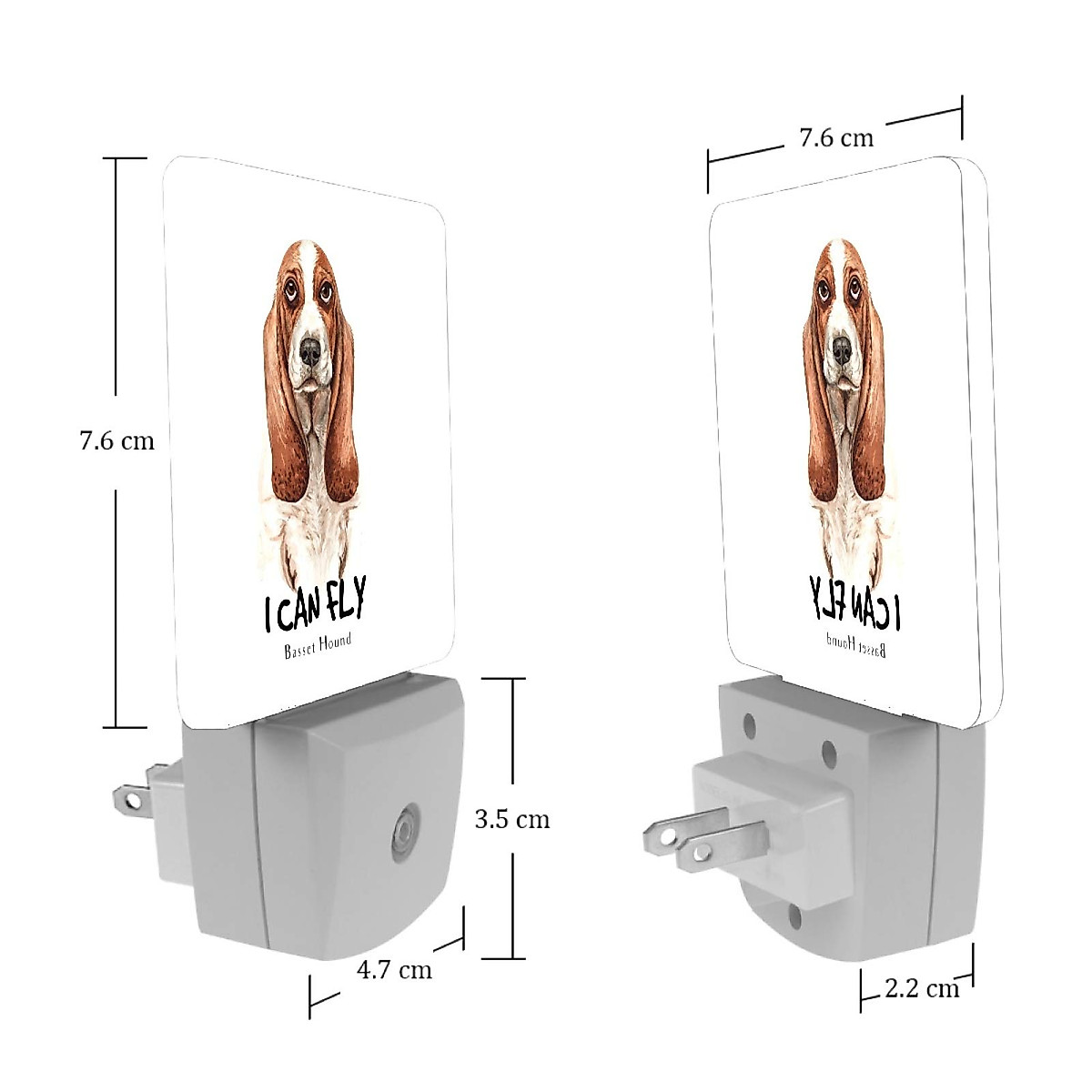 EVANLinsim Basset Hound Dog Night Light Plug in Set of 2, 0.5 W Led Night Lights for Kids Adults Boys Girls Babies, Auto Senor Dusk to Dawn for Reading Bathroom Bedroom Nursery Decorative