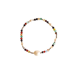Handmade 925 Sterling Silver, Pearls and Multi Color Glass Beads Stretch Bracelet for women, Length 6.75 inches / 17CM, Dainty Beaded Bracelet Boho Jewelry, By MiYa Jewelry Creations