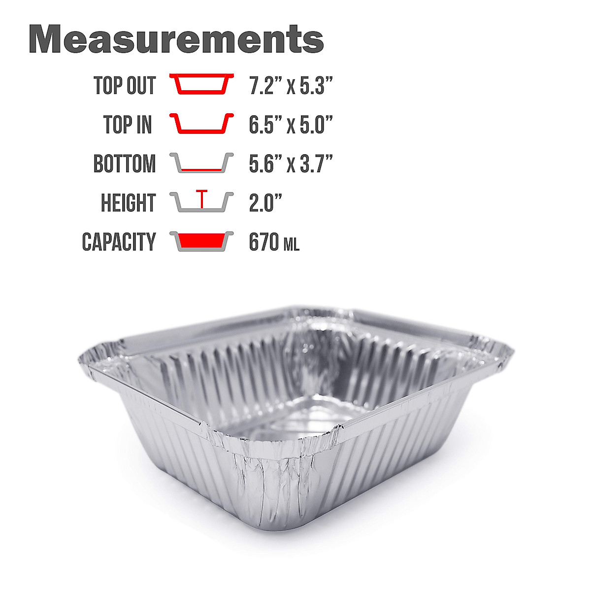 (120 Pack) Premium 1.5-LB Takeout Pans with Lids l Medium 7" x 5" x 2" l Heavy Duty Disposable Aluminum Foil for Catering Party Meal Prep Freezer Drip Pans BBQ Potluck Holidays