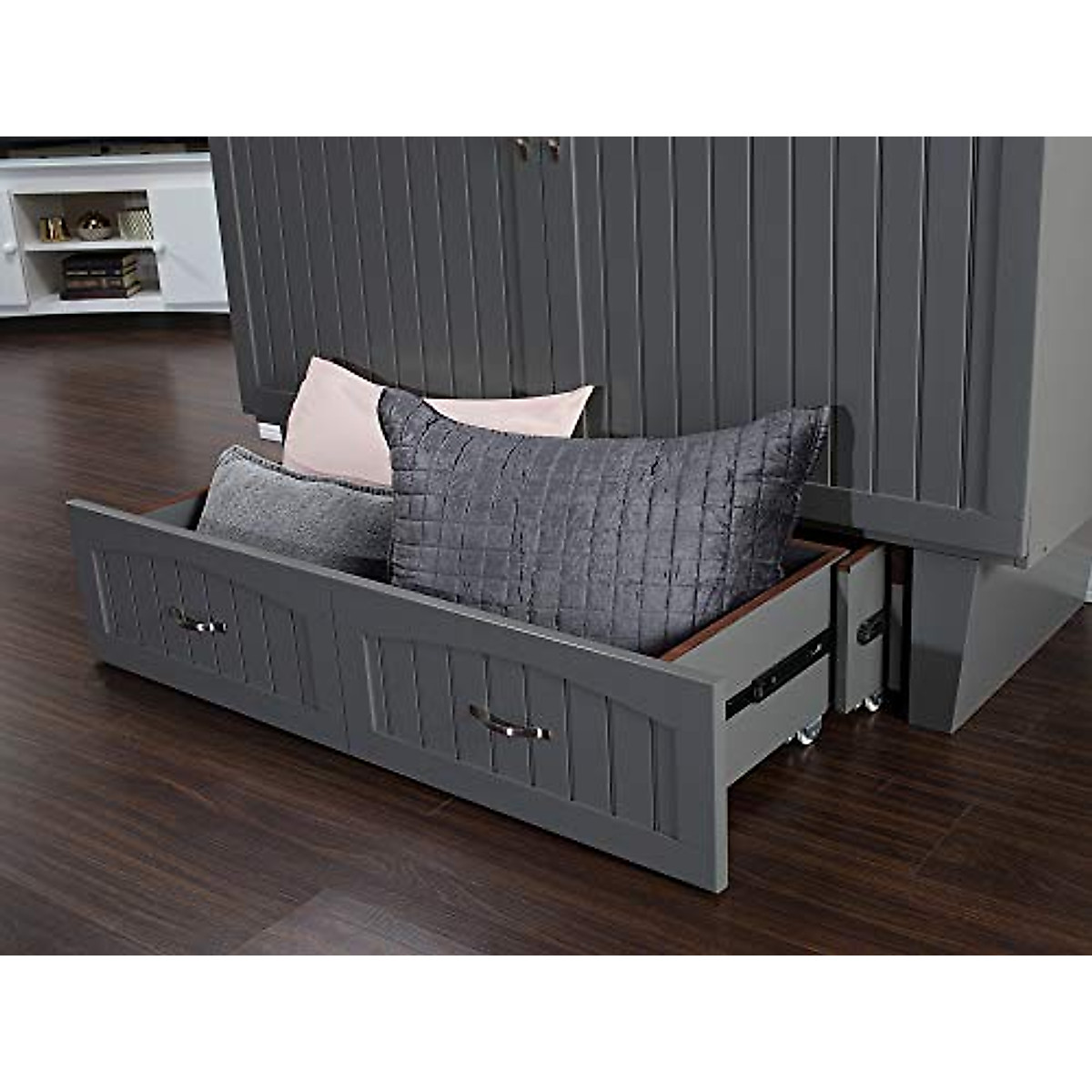 AFI Nantucket Murphy Bed Chest Queen Grey with Charging Station & Cool Soft Mattress