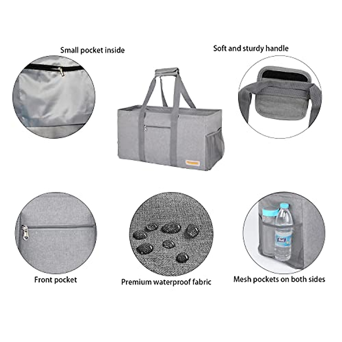 Dongawin（2pack Large Utility tote bag, waterproof, foldable and reusable storage bag, shopping bag, picnic bag, beach bag, etc.