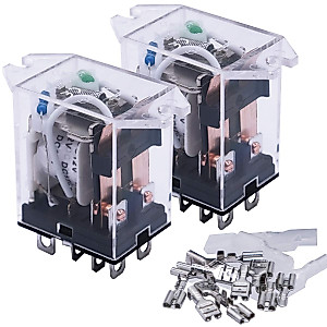 mxuteuk 2pcs DC 24V Coil Relay 8 Pin 10A DPDT LED Indicator Electromagnetic Power Relay General Purpose JQX-13F-DZ-DC24V