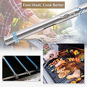 Grill Replacement Parts for Charbroil 463344015, 463343015, 463433016, 463240015, 463432215 Gas Grill, Stainless Steel Heat Plate Shields, Crossover Tubes Grill Burner for Charbroil 4 Burner Grill