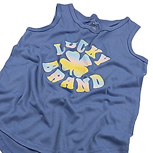 Lucky Brand Girls' 2-Piece Loose-fit Pajama Set, Soft & Cute for Kids, Sunset Ombre Lucky, 4