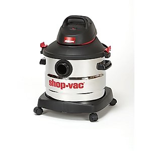 Shop-Vac 5989405 8 Gallon Wet/Dry Vacuum, 6.0 Peak HP, Stainless Steel, 12 Ft Hose, Ideal for Home & Commercial Use