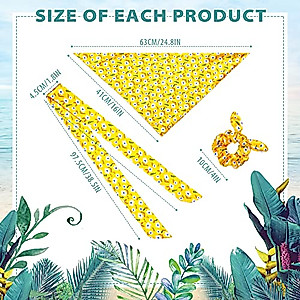 12 Pack Dog Bandana and Matching Scrunchie Set, Including 4 Flower Dog Scarf Bibs 4 Summer Bow Hair Ties 4 Neckerchief Dog and Owner Matching Clothes Outfits for Small Puppy Dog and Pet Owner Gift