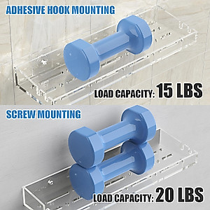 NiHome Clear Acrylic Shower Shelves 2-Pack, Stick On Shower Shelf with Hooks & Mounting Accessories, Clear Shower Caddy, Self Adhesive Shower Shelves for Bathroom, Kitchen, Bedroom - Superior Drainage
