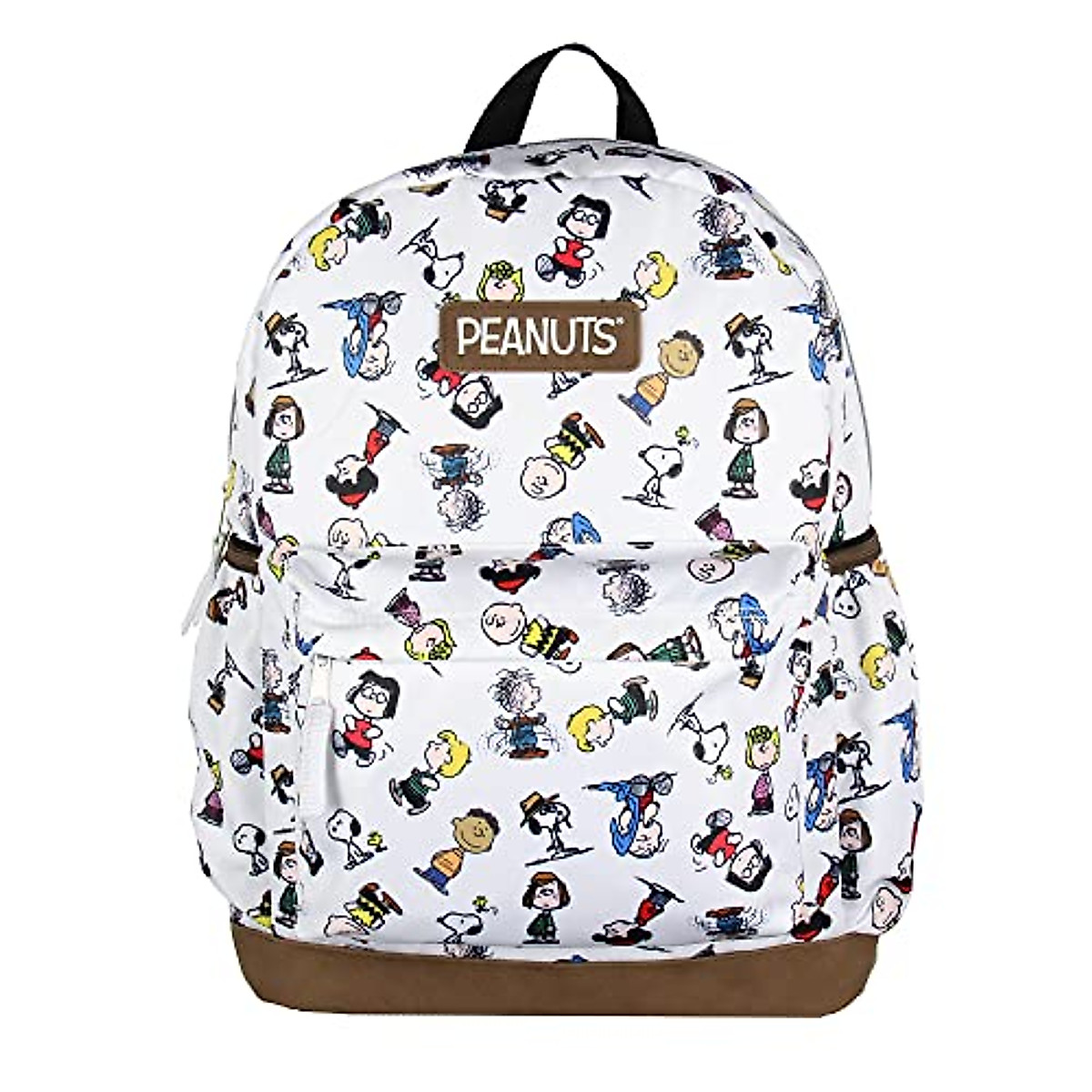 INTIMO Peanuts Snoopy Charlie Brown Sally Linus Cute School Travel Backpack With Faux Leather Bottom