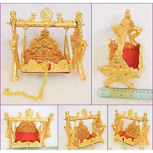 satisfactory nation Laddu Gopal Golden Jhula Bal Gopal Swing Kanha Ji Jhula Metal Jhula Swing Carousel Ladoo Gopal Jhula Janmashtami,Small