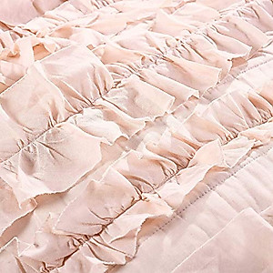 Lush Décor Belle 3 Piece Ruffled Quilt - Pink Blush - Full/Queen Quilt Set
