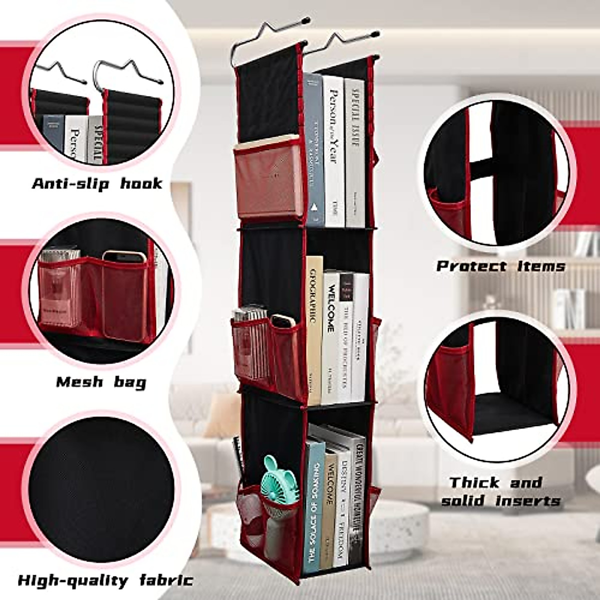 Patelai 3 Pcs 3 Shelf Hanging Locker Organizer for School Work Gym Closet Storage Adjustable Hanging Locker Shelves Hanging Locker Organizer for Children Home Storage Supplies, 9 x 6.7 x 37.8 inches