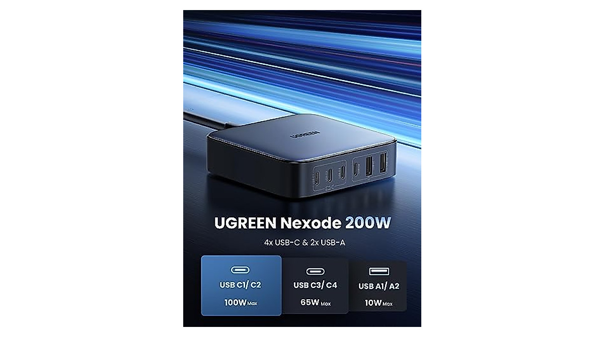 UGREEN 200W USB C Charger - Fast 6-Port GaN Desktop Charger