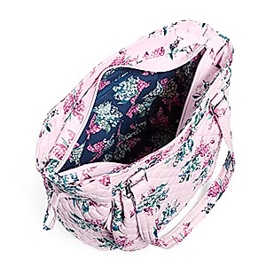 Vera Bradley Women's Cotton Glenna Satchel Purse, Happiness Returns Pink - Recycled Cotton, One Size