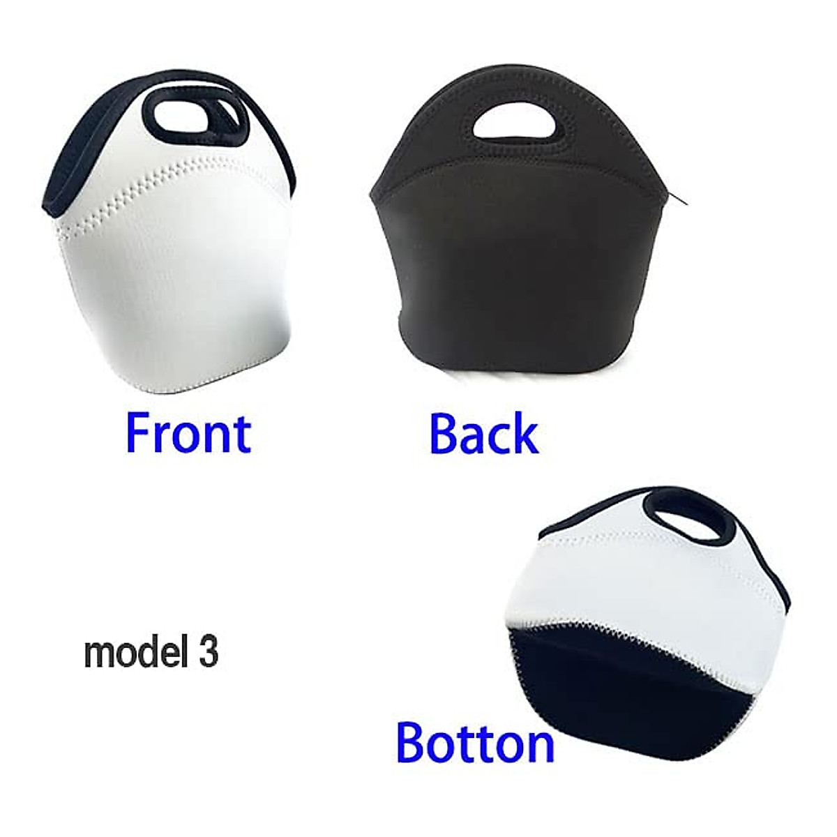 QOMOLANGMA 6 pcs Sublimation Blank Lunch Bag 11.8 x 11.8 in Tote Bag Reusable Insulated Thermal Food Carry Case Handbags with Zipper for Heat Press Transfer Printing (black bottom)