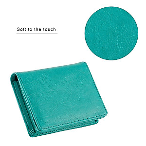 Mini Leather Credit Card Case Small Card Holder Wallet with ID Window for Men and Women (Green)