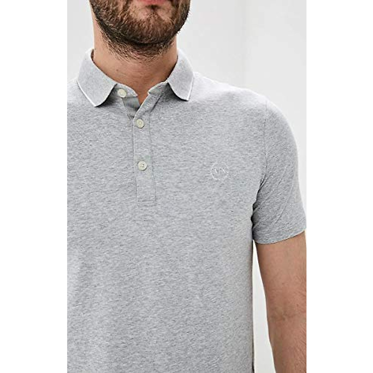 A|X ARMANI EXCHANGE Men's Short Sleeve Jersey Knit Polo, B09b Heather Grey, XXL
