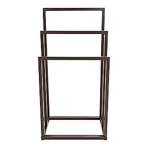 Metal Towel Racks Stand Bathroom freestanding Towel Racks for Bathroom Outdoor Towel Rack Standing Towel Rack 3 Bars Freestanding Drying Shelf Washcloths Holder Bronze