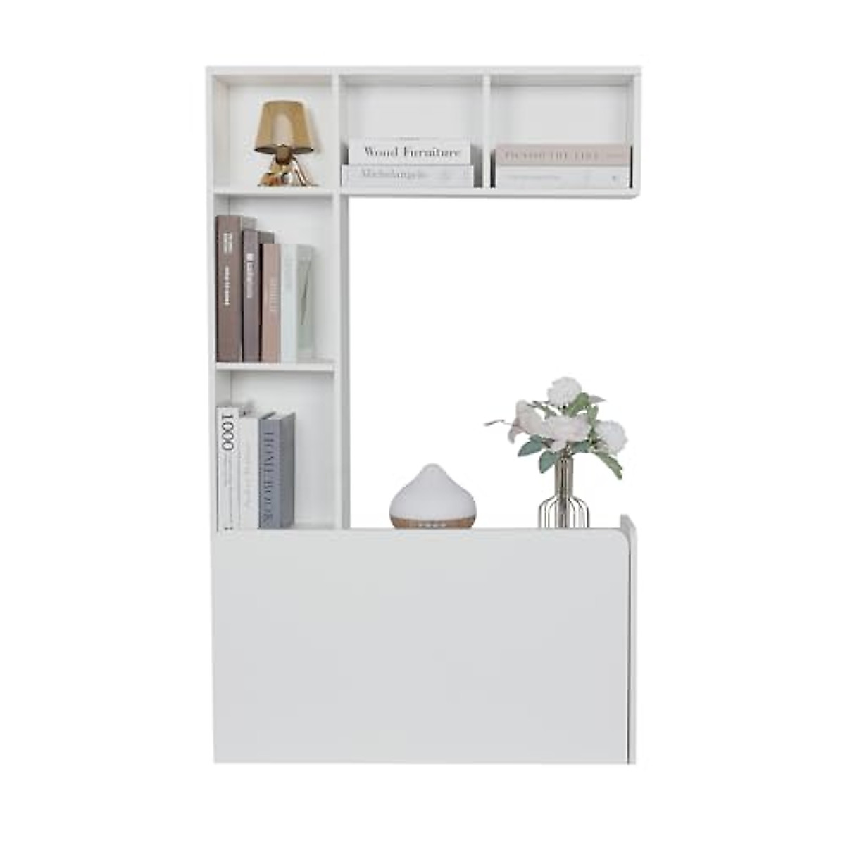 YUSING Floating Desk, Wall Mounted Table, Multifunctional Fold Down Wall Mounted Laptop Computer Workstation with Storage Shelves(Large)