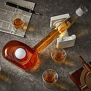 Golf Decanter Whiskey Decanter Set with 4 Golf Ball Whiskey Glasses - Unique Golf Gifts for Men - 750ML Golf Themed Liquor Decanters for Alcohol, Bourbon, Scotch, Vodka, Tequila, Wine