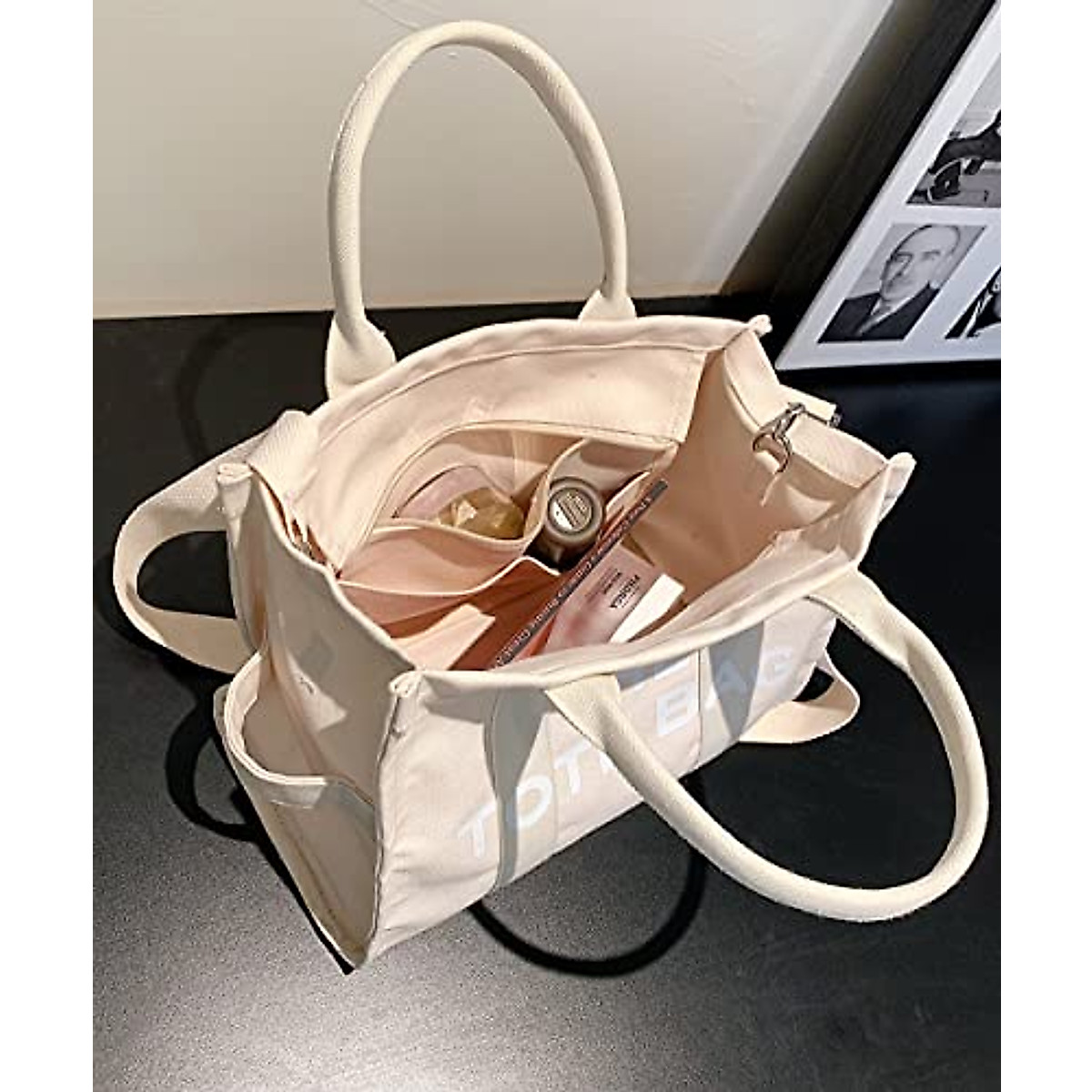 Tote Bag for Women, Travel Canvas Tote Bags for Women, Fashion Crossbody Bags Handbag Bag Casual Large Capacity for Office, Travel, School - BlackBlack