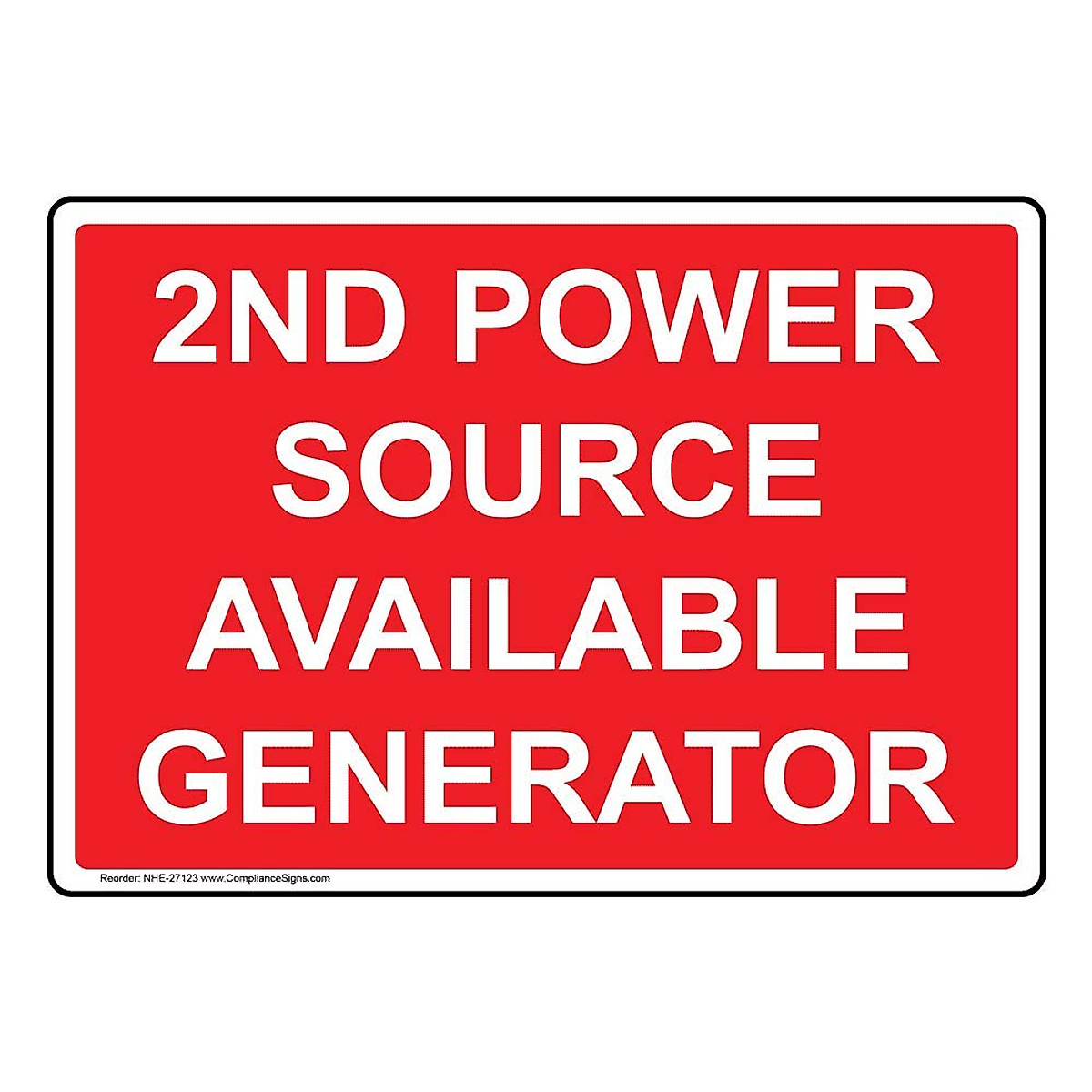 ComplianceSigns.com 2Nd Power Source Available Generator Label Decal, 5x3.5 in. 4-Pack Vinyl for Electrical