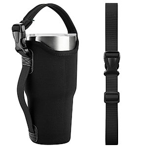 Beautyflier Neoprene 3IN1 Tumbler Carrier Holder Pouch Compatible with 30oz YETI Rambler/Stanley IceFlow Stainless Steel Tumbler, Insulated Cup Holder with Handle and Adjustable Shoulder Sling