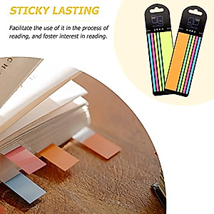 Tofficu 2 Boxes Sticky Note Pads Set Long Page Markers Index Tabs Colored Bookmarks Fluorescence Page Marker Style 2
