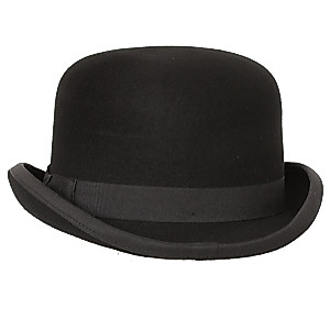9th Street Fleming Firm Felt Derby Bowler Hat 100% Wool (Black, X-Large (fits 7 1/2 to 7 5/8))