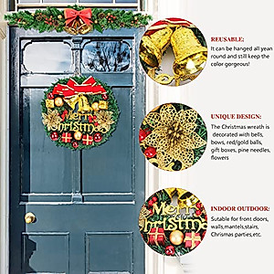 Skycase Christmas Wreath, 32cm/2.6 inch Artificial Christmas Decoration Crafts Wreath with Bell for Front Door Holiday Party Wedding Office Home Garden Christmas Tree Wall Decor