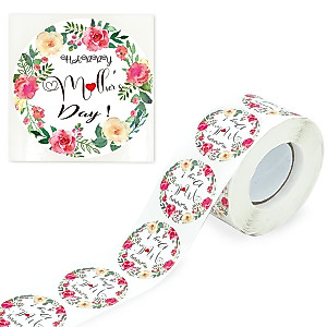 600pcs Happy Mother's Day Stickers, 1.5 inch Floral Envelope Seals Labels Stickers for Gifts Card Candy Bag Cookie Box Cupcake Party Favors Dessert Decoration