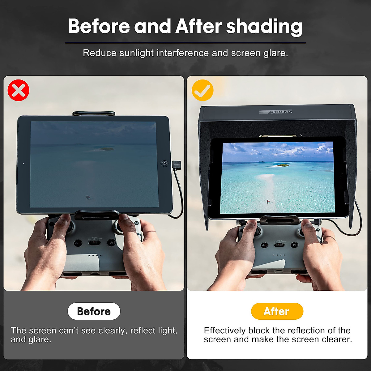 STARTRC Tablet Sun Hood Sunshade for DJI Mini 2 SE/Mavic 3 Classic/Mini 3/Mini 2/Air 2S/Mini 3 Pro Drone Controller Accessories,Suitable for 10.1-11.5 Inch IPad/IPad Air/IPad Pro and Other Tablets