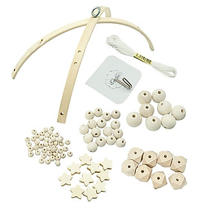 LOOGOOL DIY Baby Mobile Kit Natural Wood Bed Bell Wind Chime Baby Bedroom Ceiling Mobiles Toys Newborn Gift (Star)