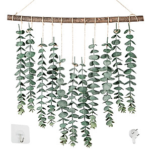 Sggvecsy 17.7‘’Eucalyptus Wall Hanging Artificial Eucalyptus Plant Fake Greenery Vine Boho Wall Decor for Apartment Bathroom Bedroom Kitchen Farmhouse Home Living Room Office Decorations