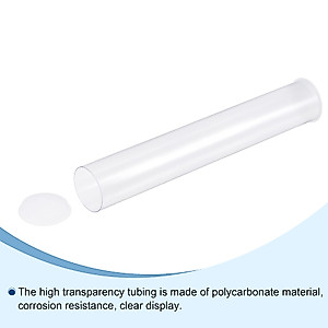 MECCANIXITY Clear Storage Tube Small Plastic Round Tubing with Caps Rigid Bottle Container 41.6x43x300mm/12 Inch Length for Item Stored