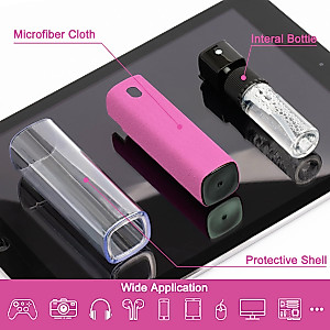 Screen Cleaner Touchscreen Mist Spray, walrfid Cleaning Kit for Electronic Smart Phone TV, Laptop, Tablet, PC, Computer LCD Flat Screens, Eyeglasses, Compatible with iPhone iPad MacBook Pro - Hot Pink