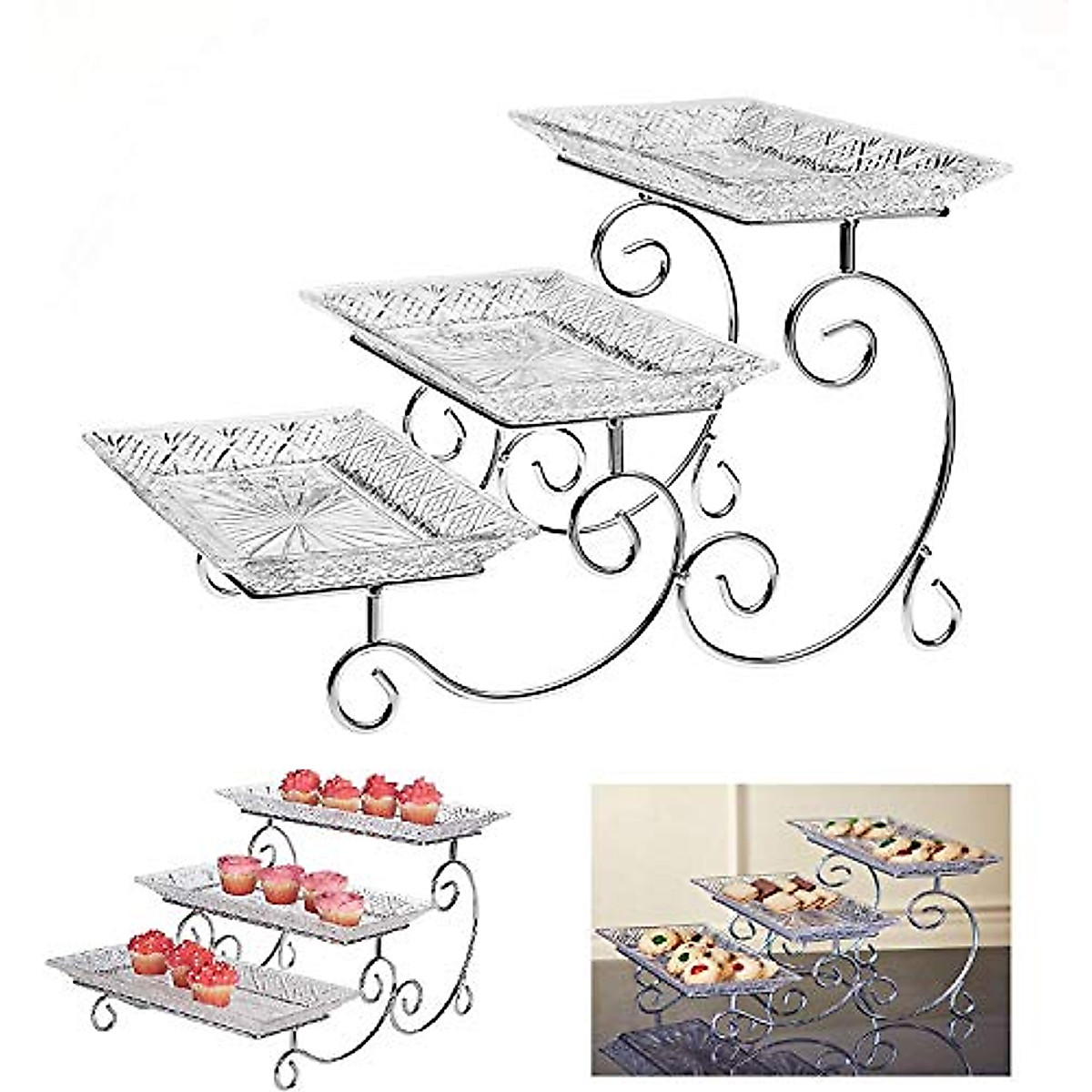 James Scott Crystal 3 Tier Rectangle Server